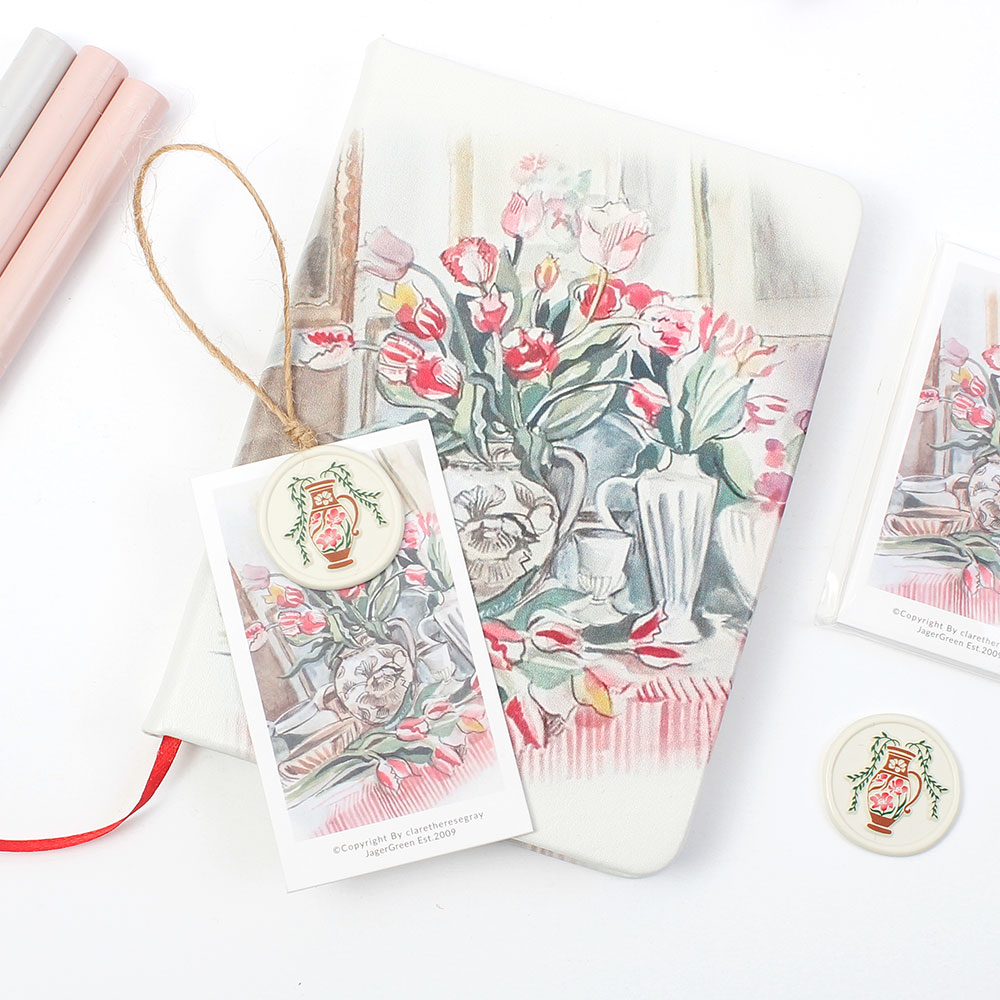 Oil painting of flowers Notebook Wax Seal Stickers Bookmark 3-In-1 ...