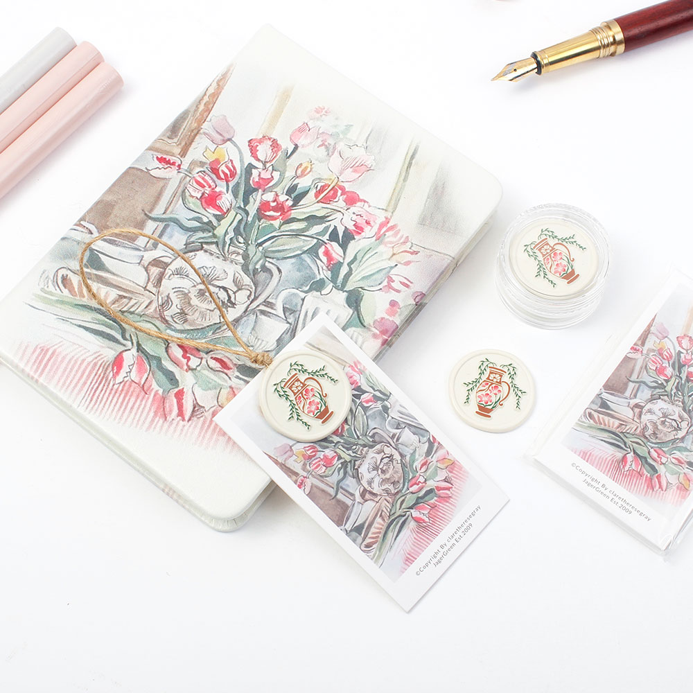 Oil painting of flowers Notebook Wax Seal Stickers Bookmark 3-In-1 ...