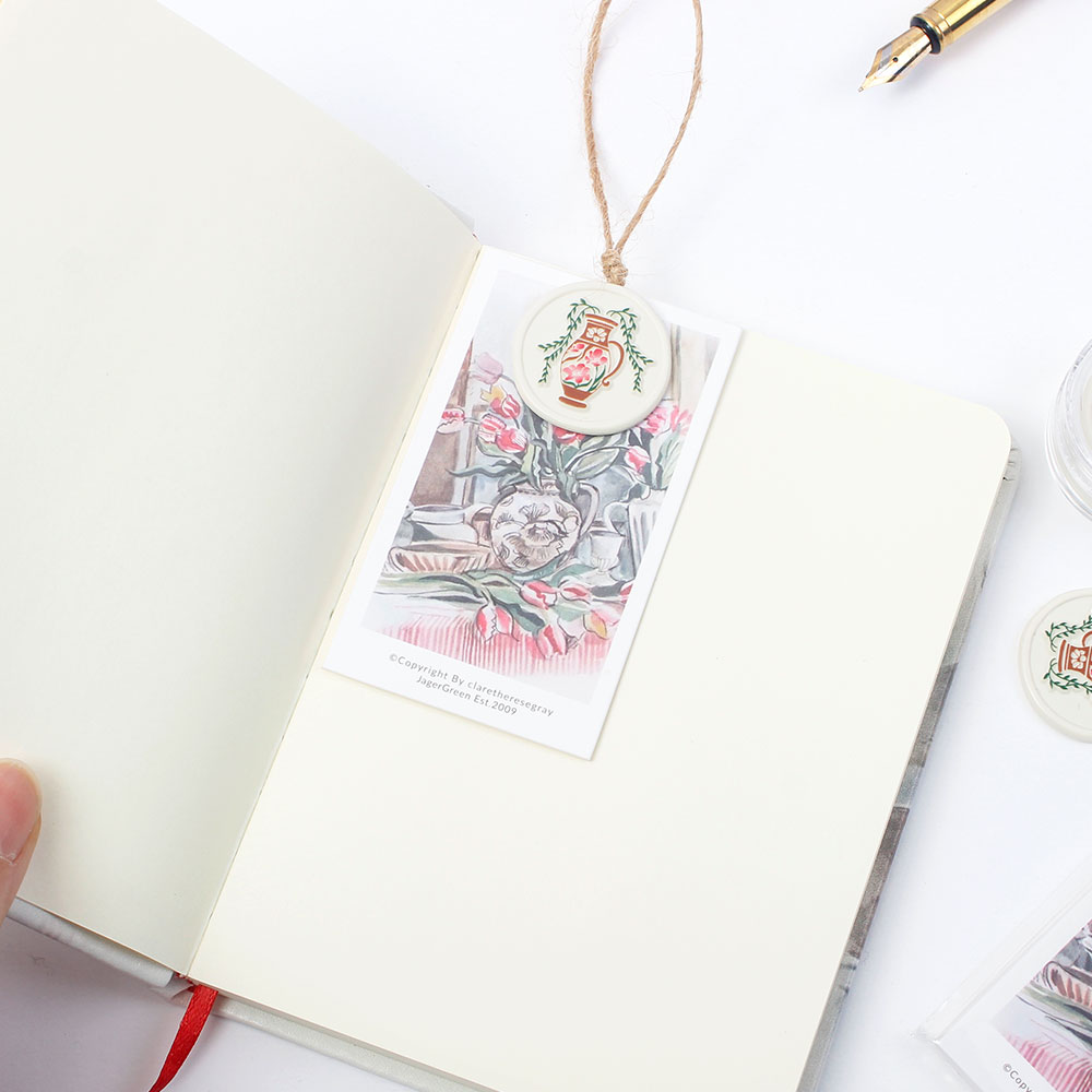 Oil painting of flowers Notebook Wax Seal Stickers Bookmark 3-In-1 ...